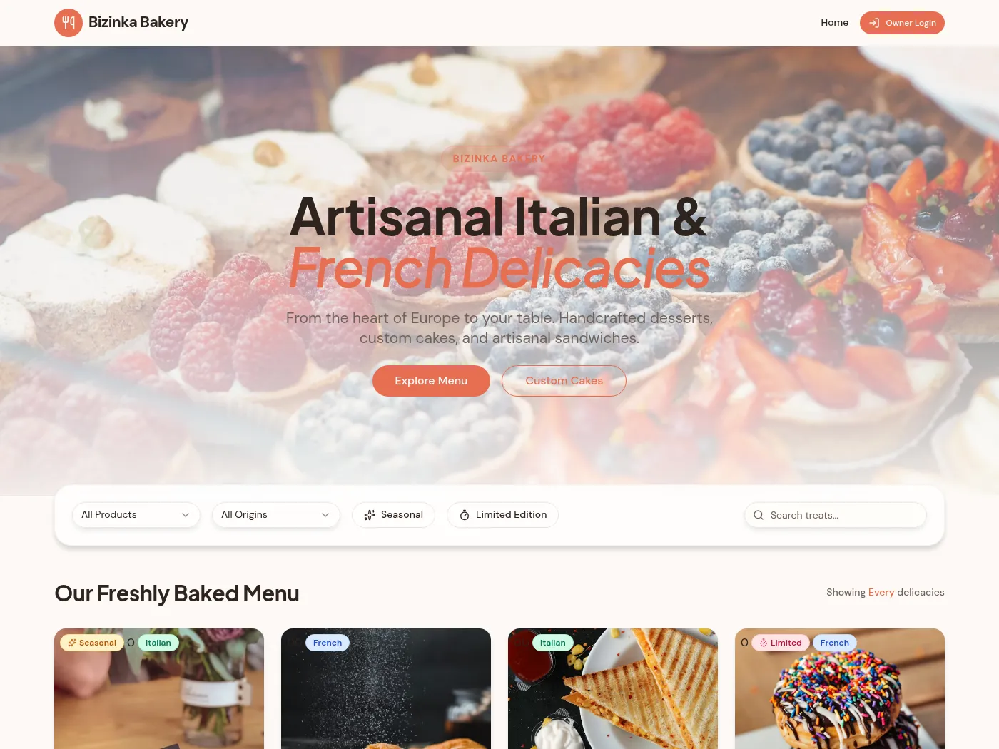 Bizinka Bakery Platform