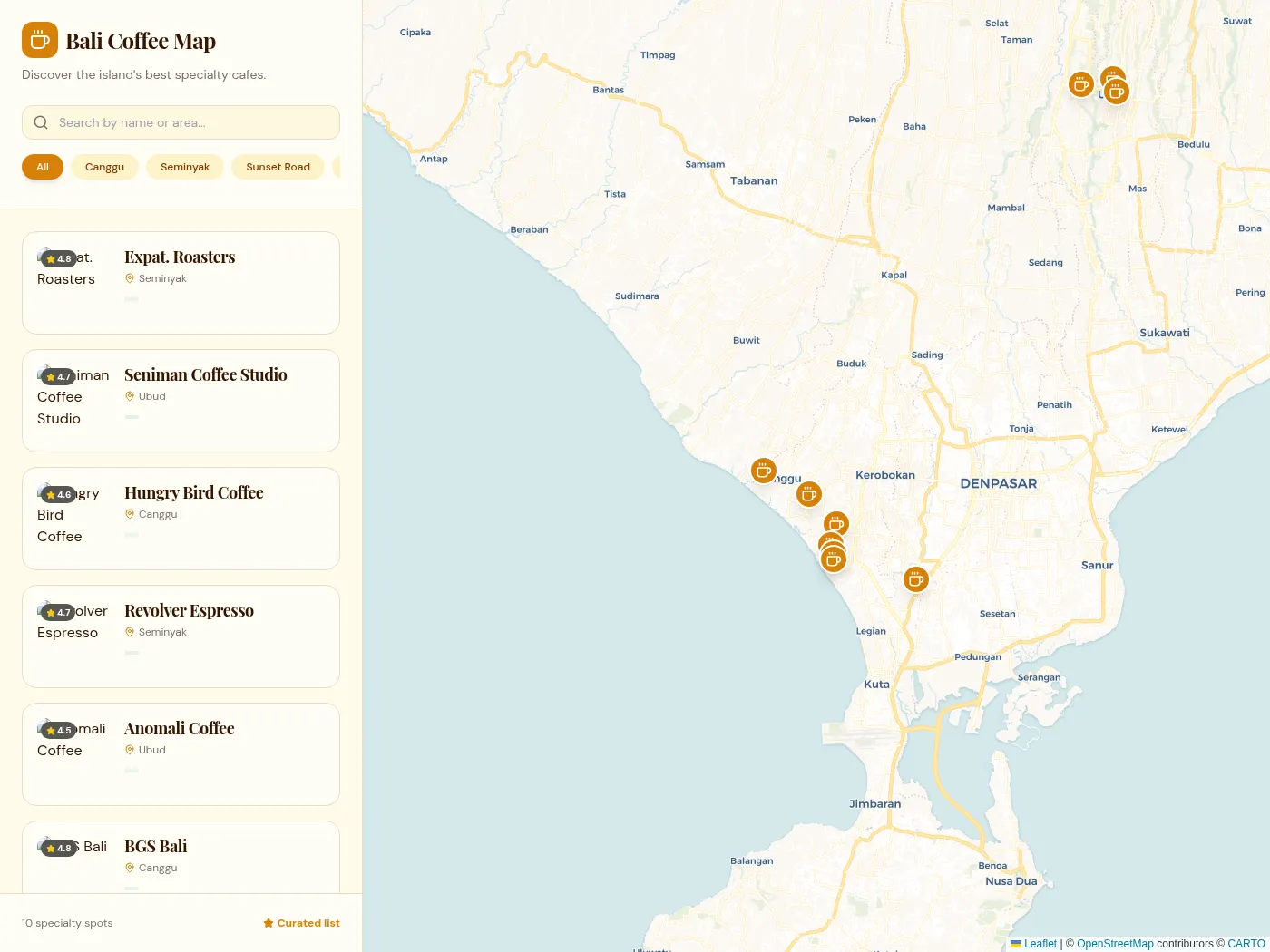 Bali Coffee Map