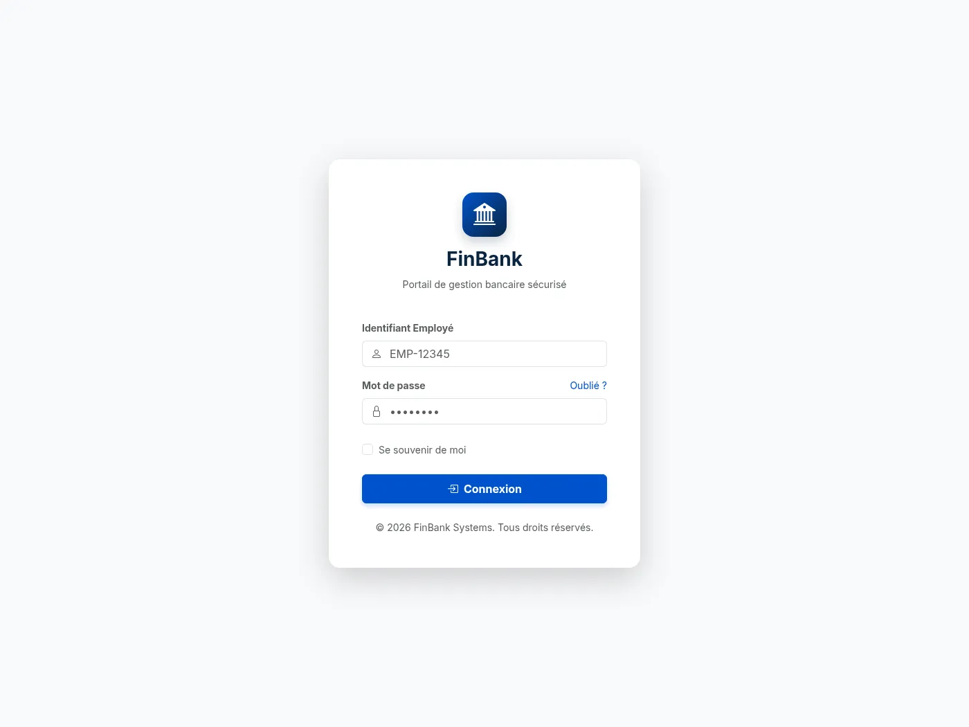 FinBank Dashboard UI