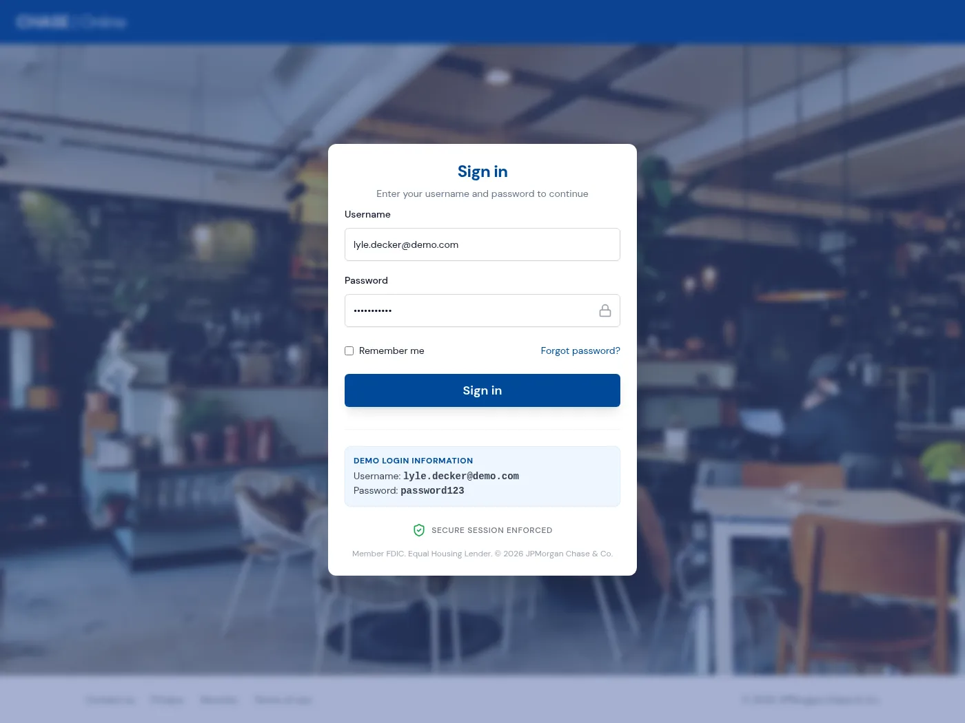 Bank Account Dashboard Demo