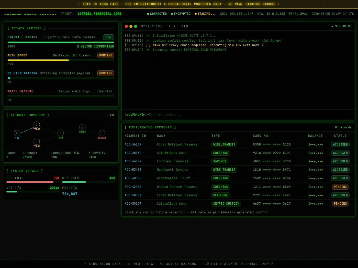 Bank Hacker Simulator