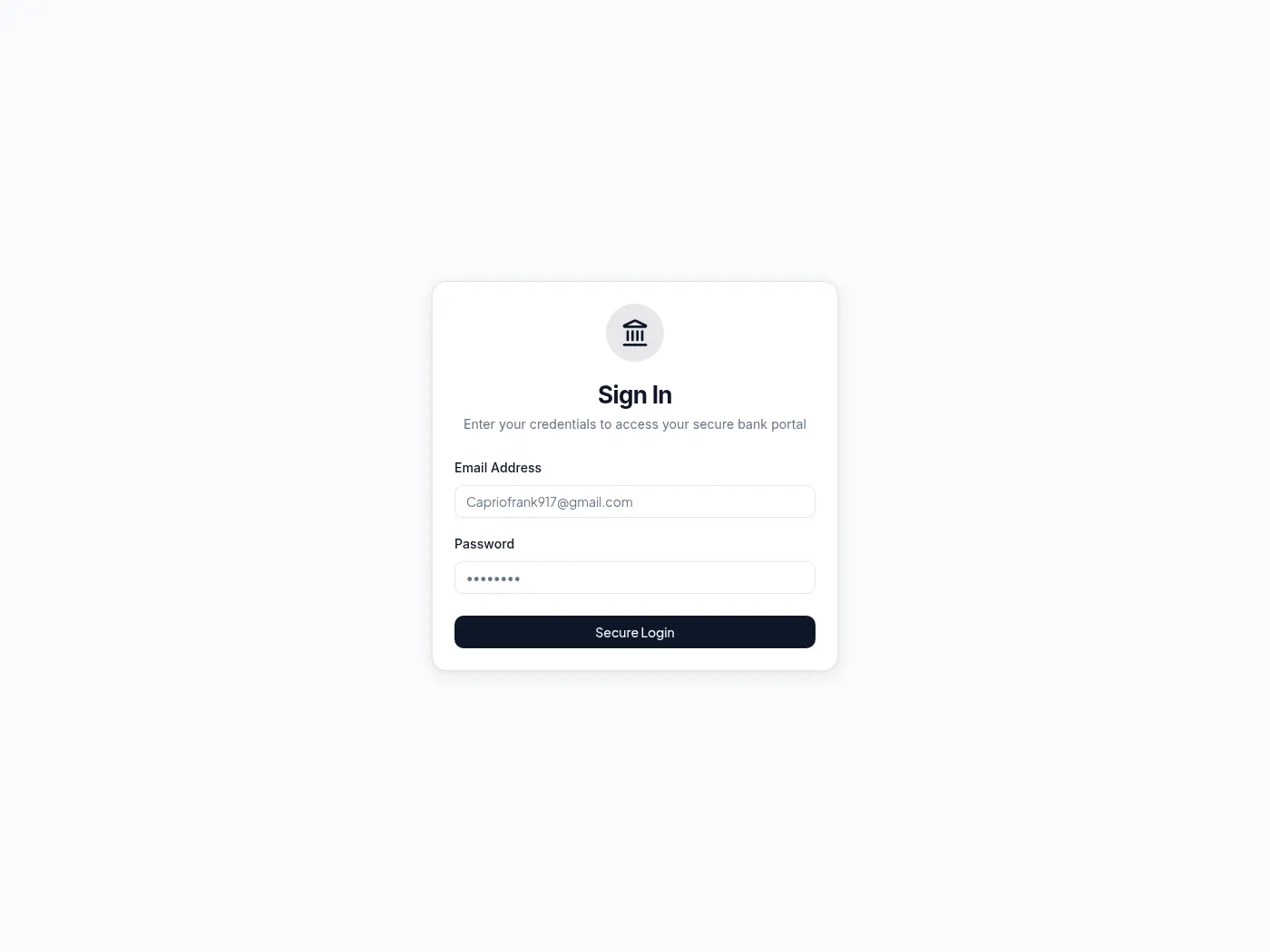 Bank Login Demo