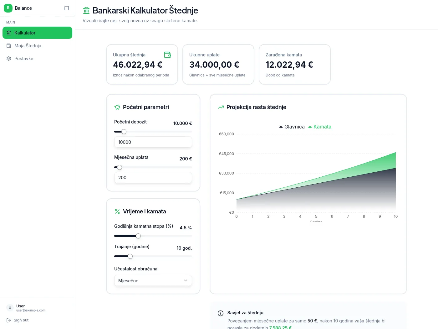 Bank Savings Calculator