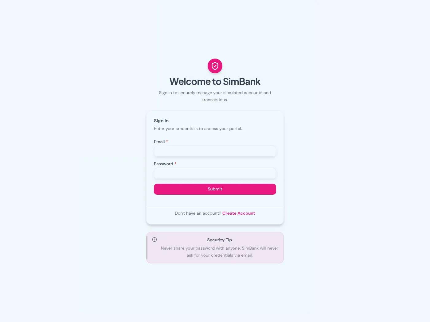 Simulated Bank Portal