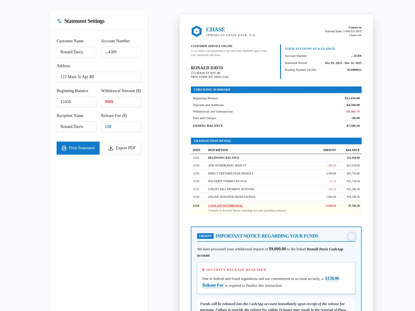 Bank Statement Generator