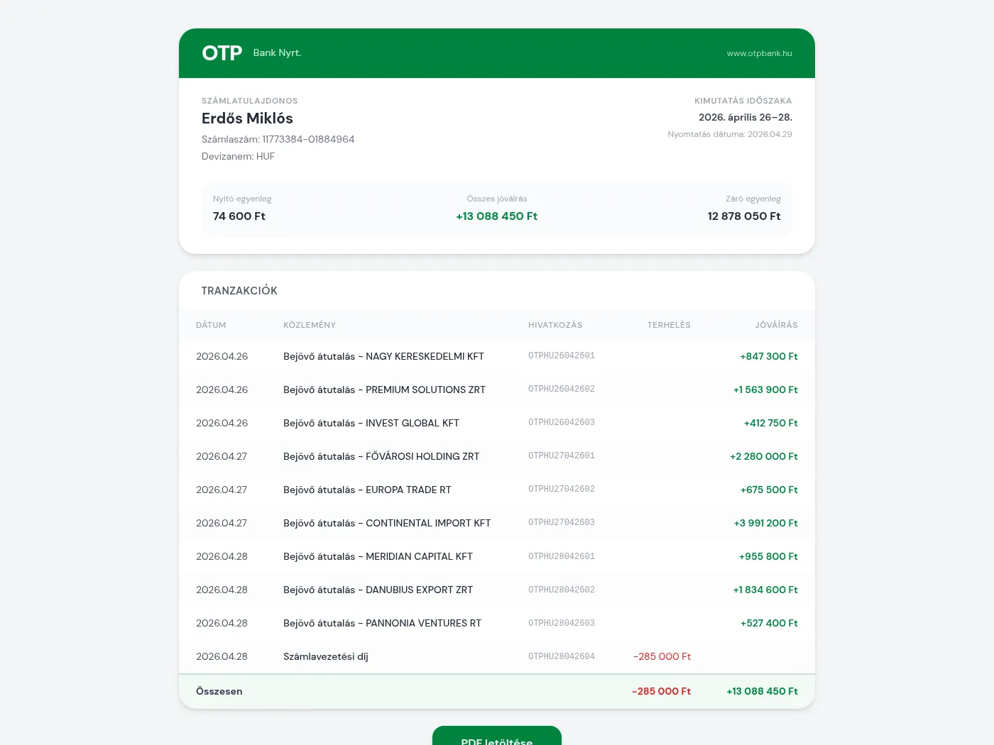 Bank Statement Generator