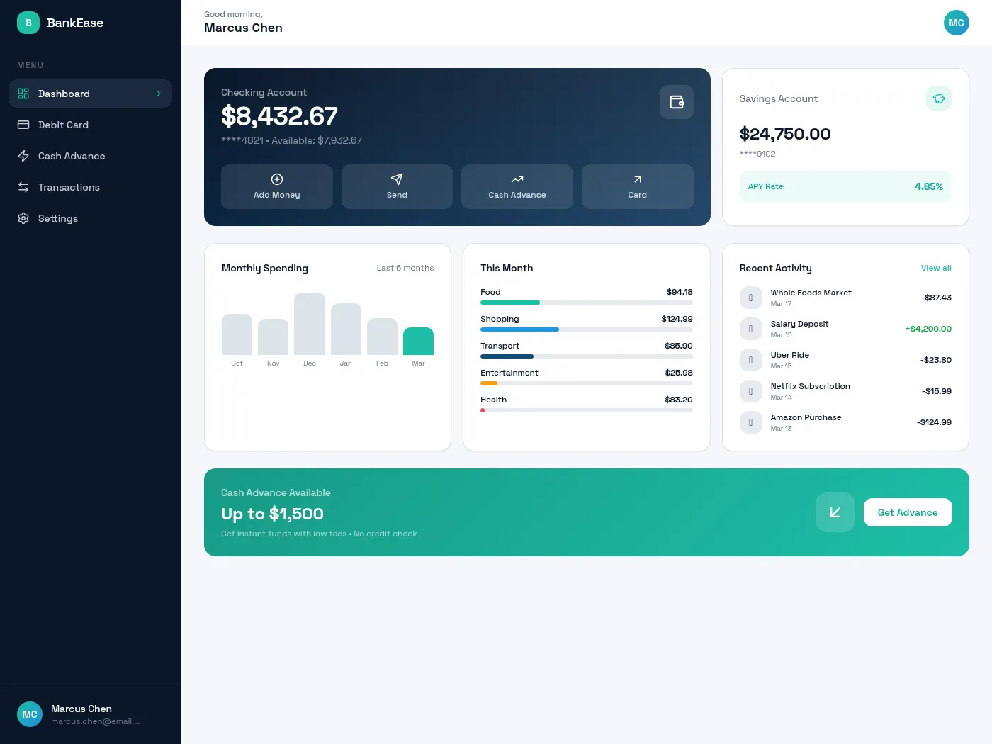 BankEase ++ Cash Advance