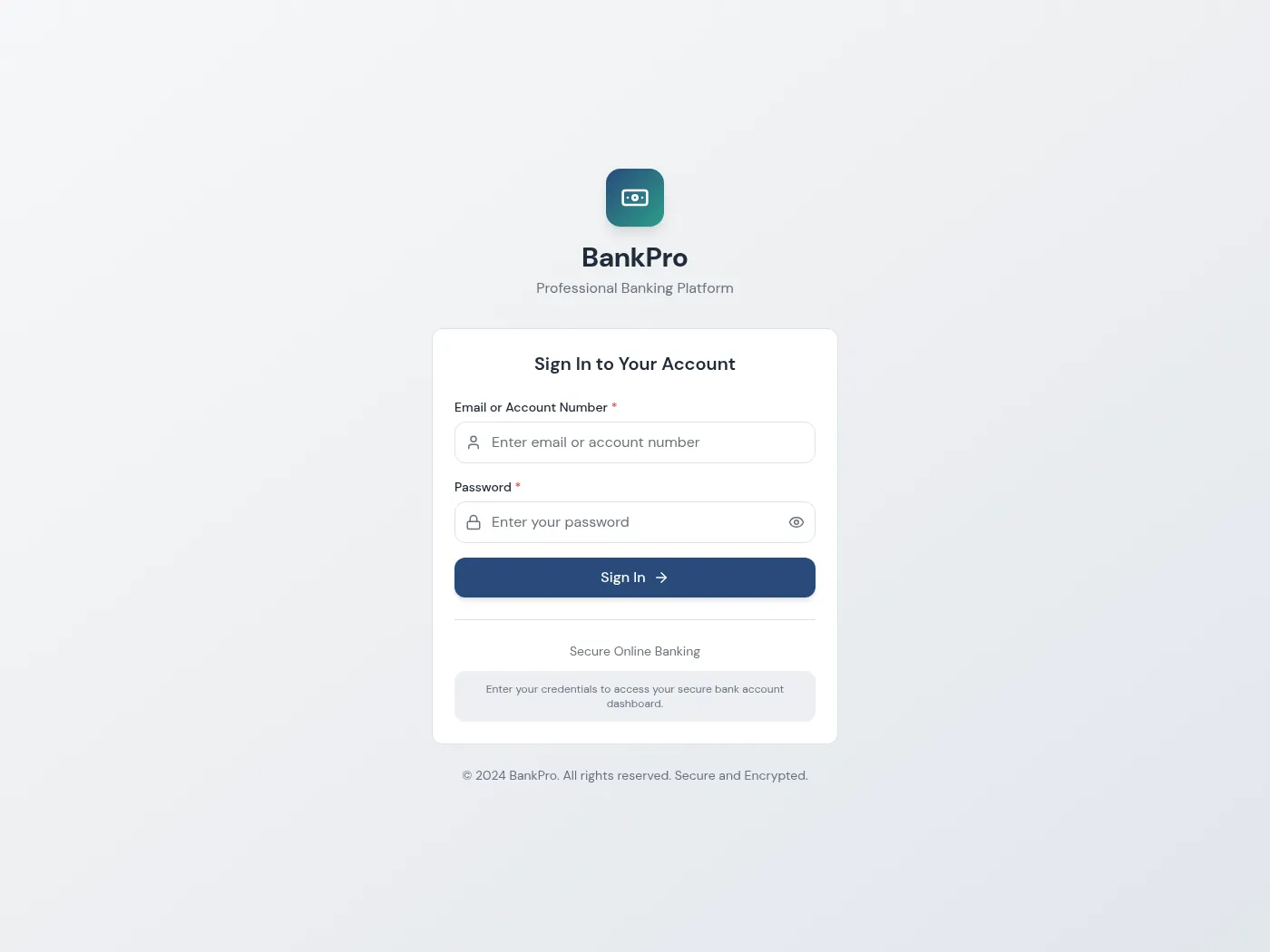 BankPro Web Demo
