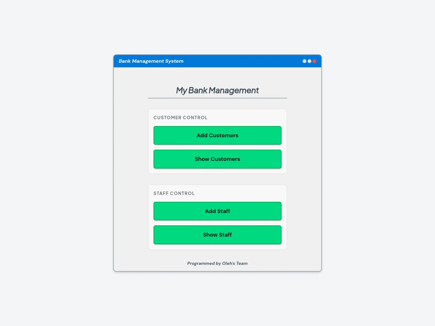 BankSys Desktop App