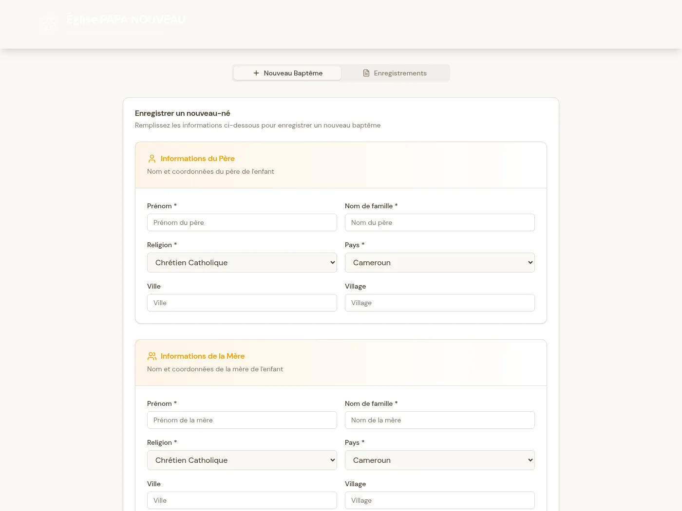 Baptême Nouveau-Né App