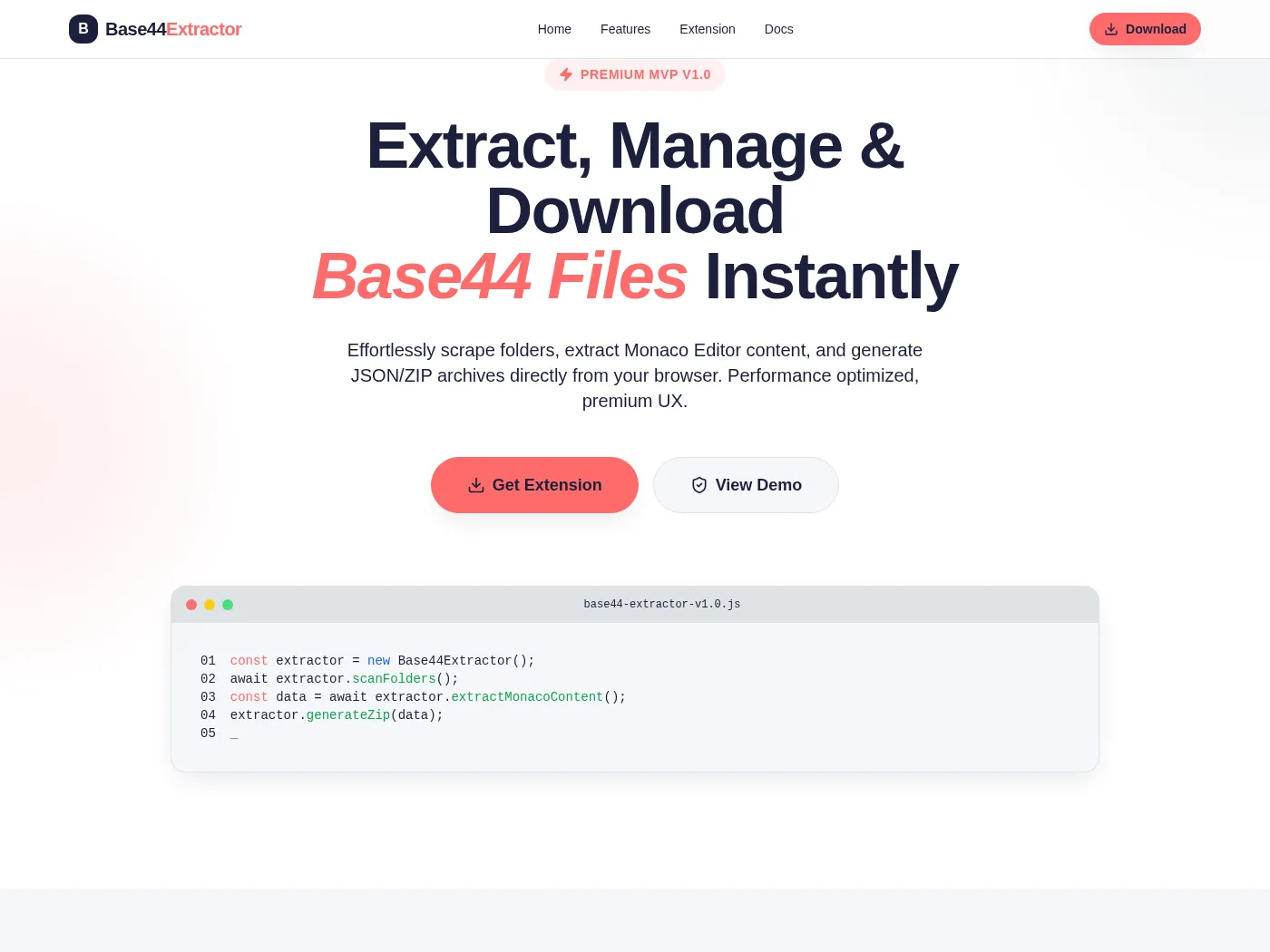 Base44 Extractor MVP