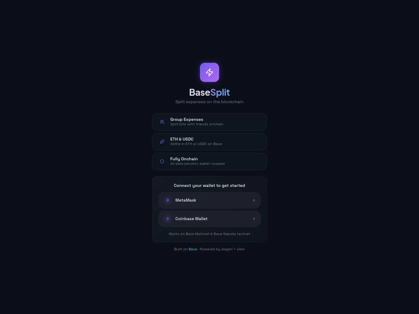 BaseSplit Web3 Split Bills