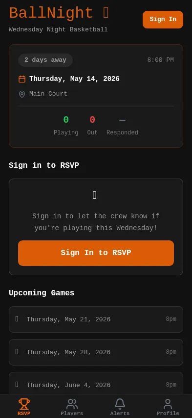 BallNight RSVP App