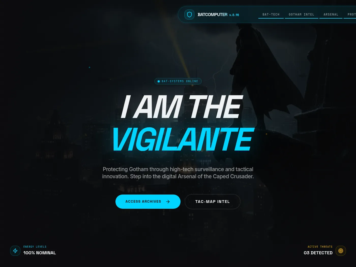 Batcomputer Landing Page