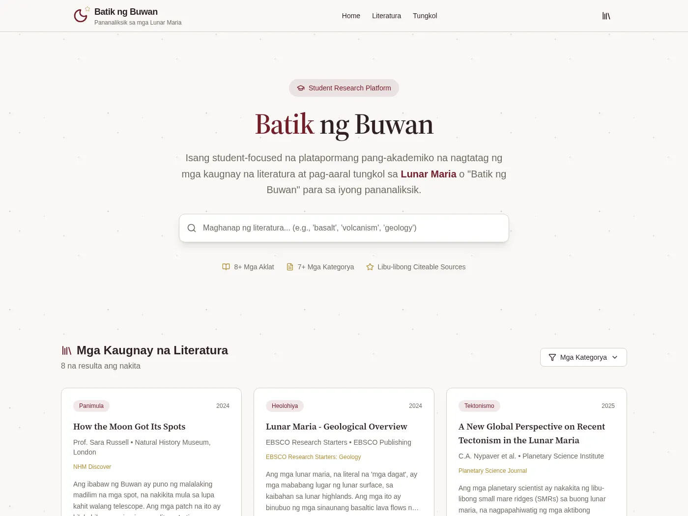 Batik ng Buwan Research