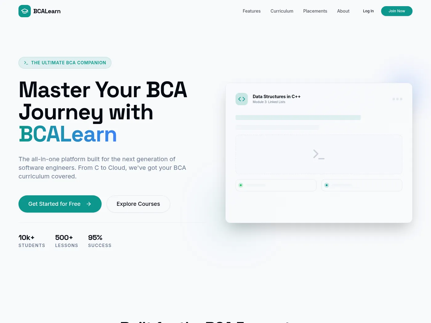 BCA LMS Landing Page