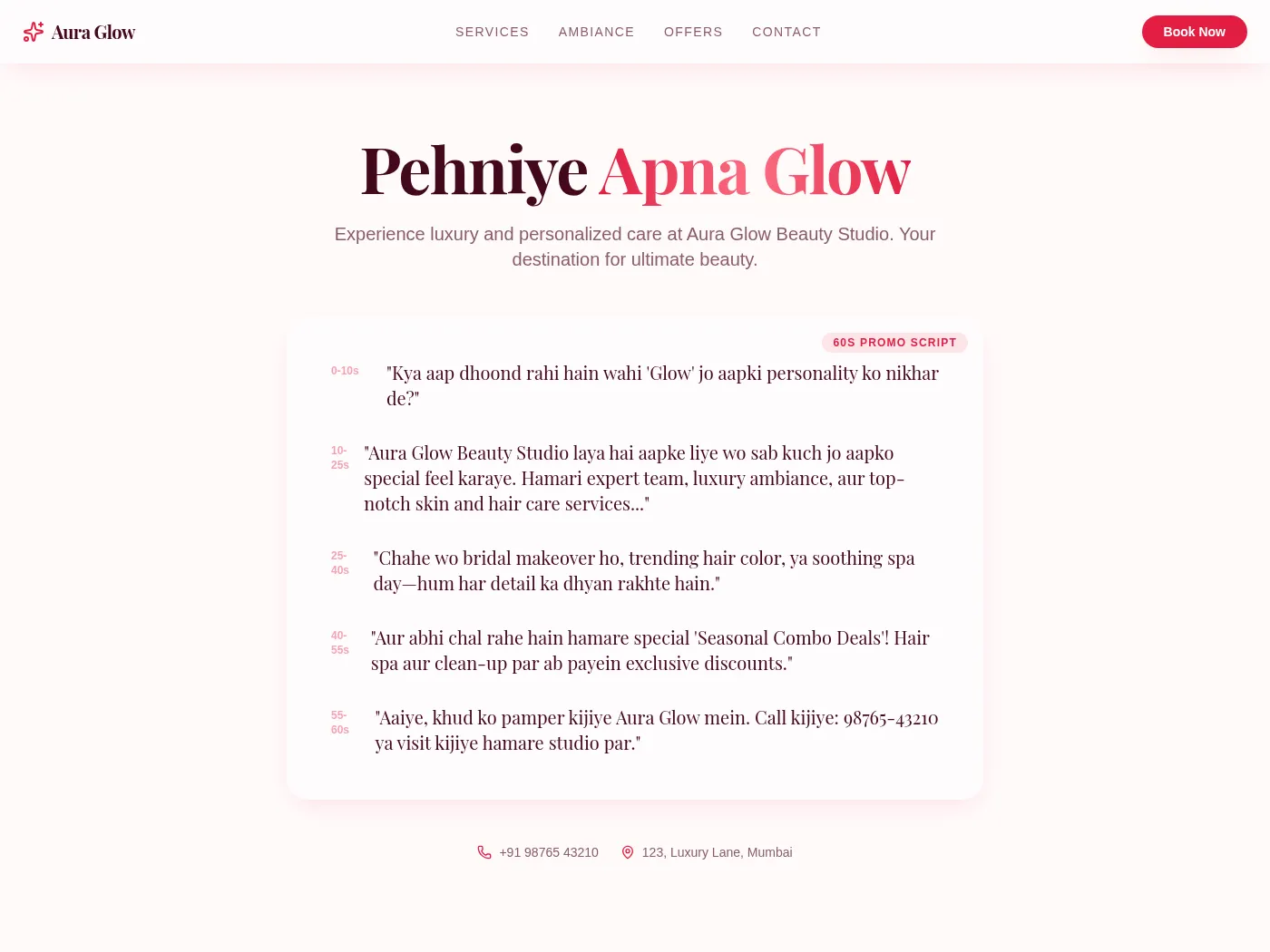 Beauty Parlor Promo Script