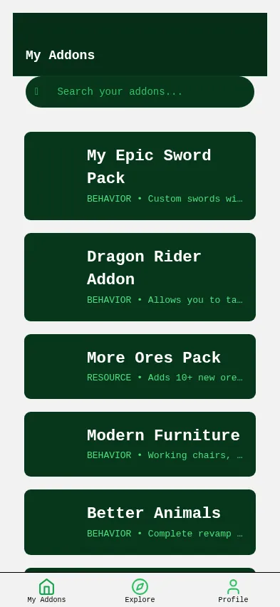 Bedrock Addon Creator