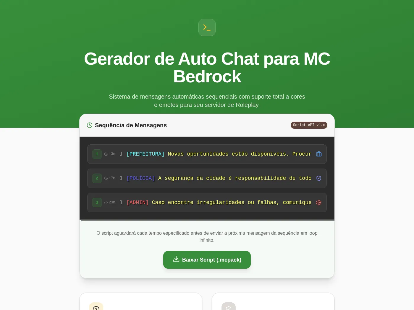 MCBedrock Auto Chat Script