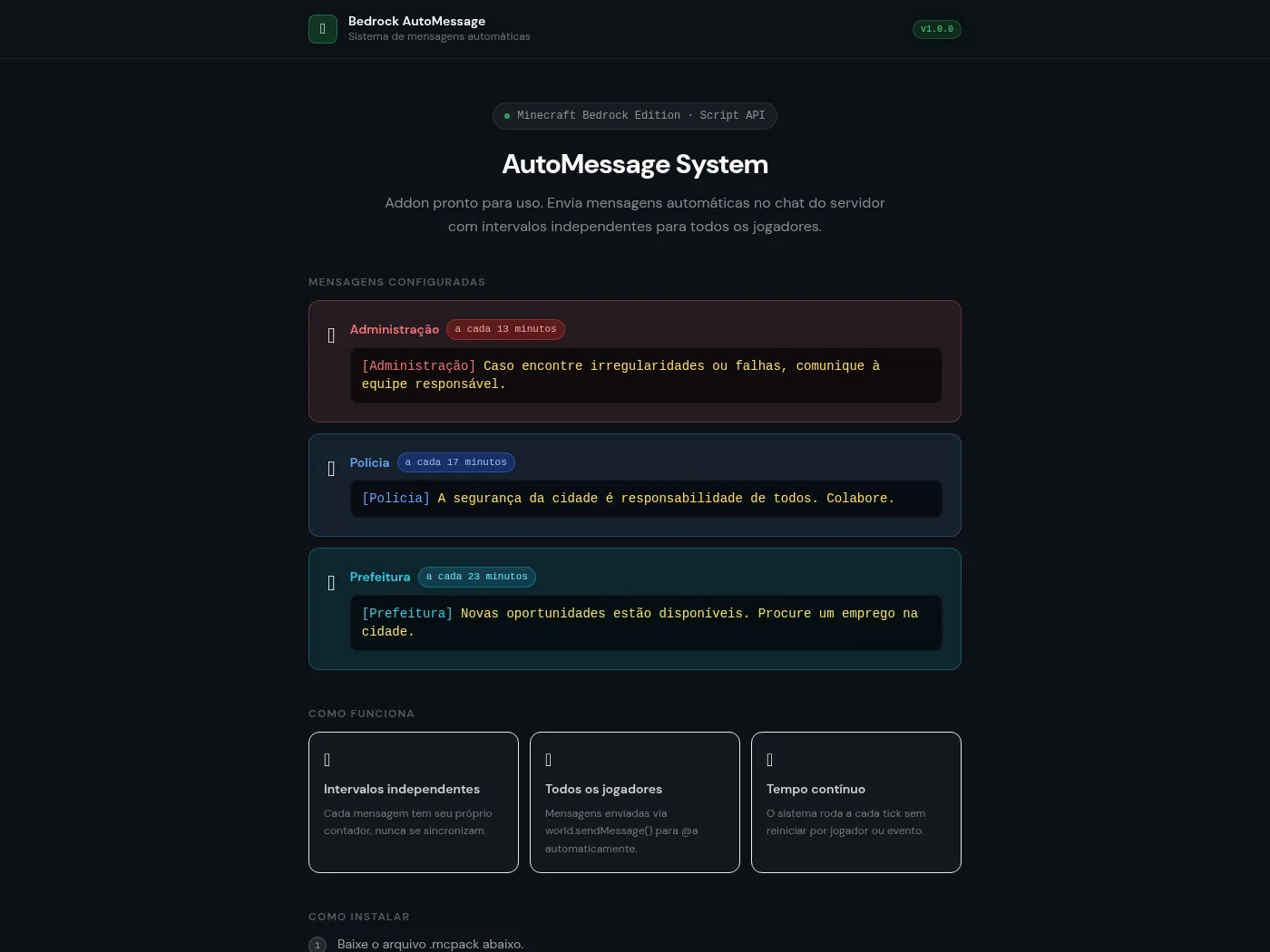 Bedrock AutoMessage System