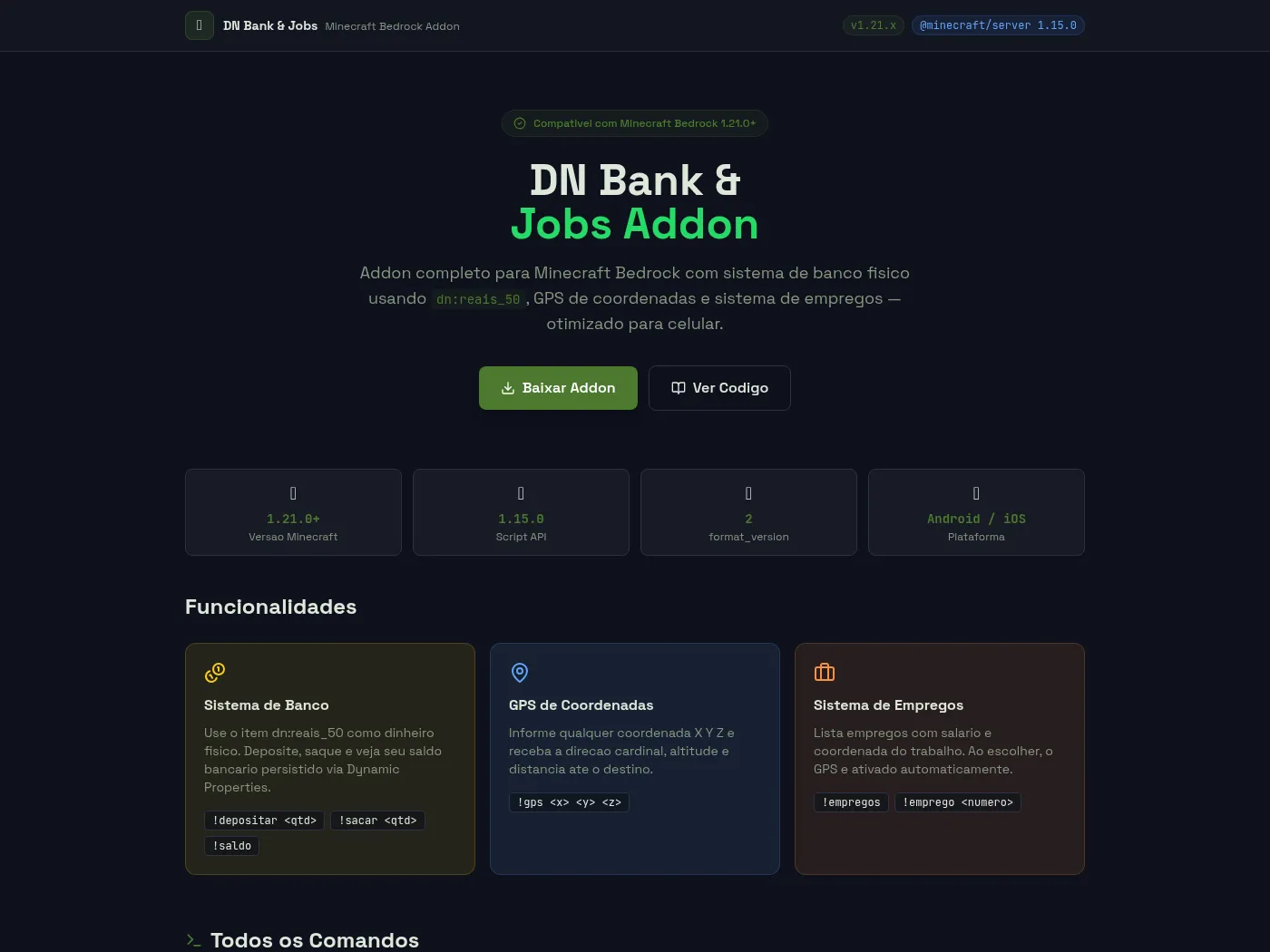 Minecraft Bedrock Bank & Jobs