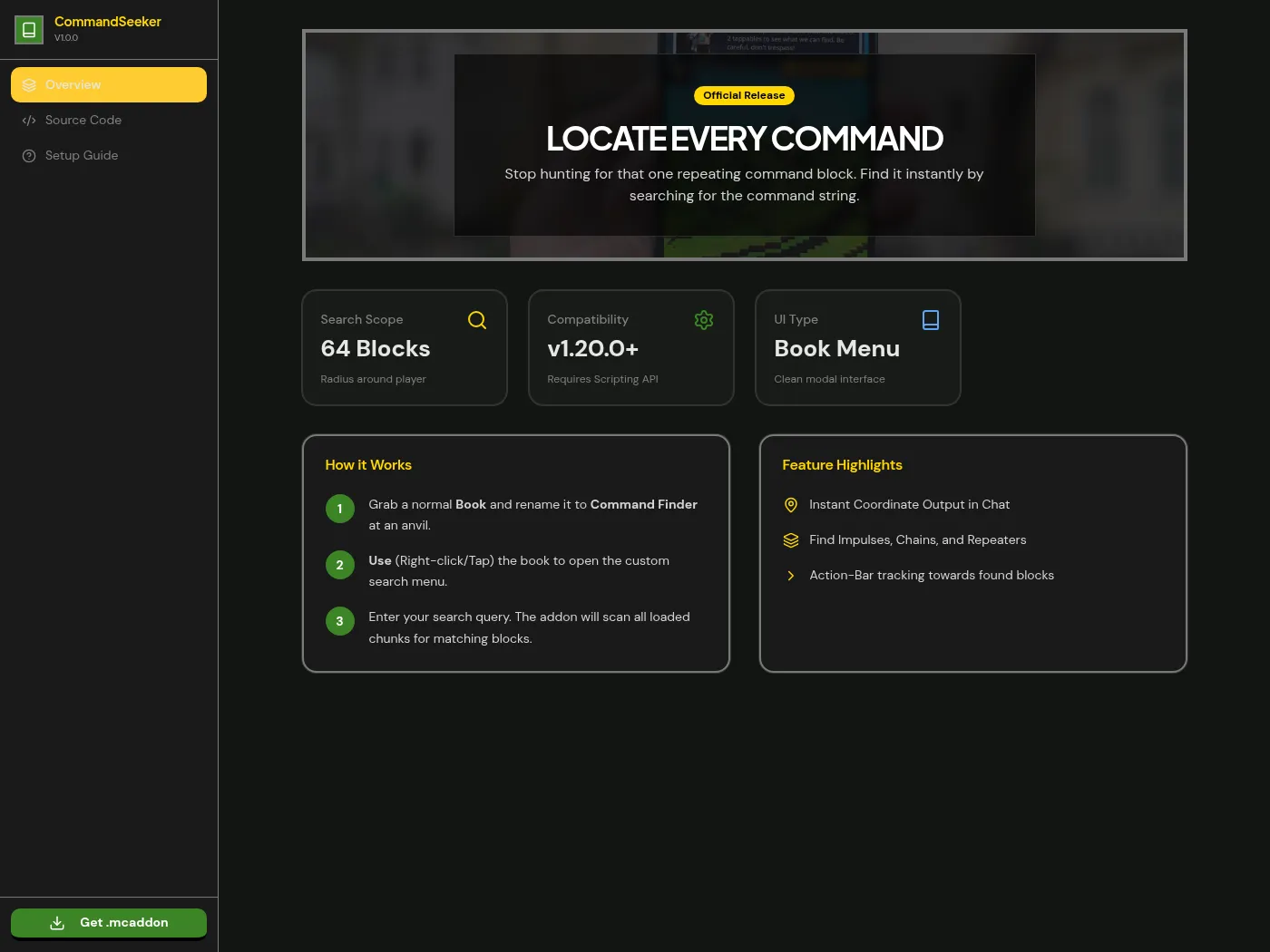 Bedrock Command Finder