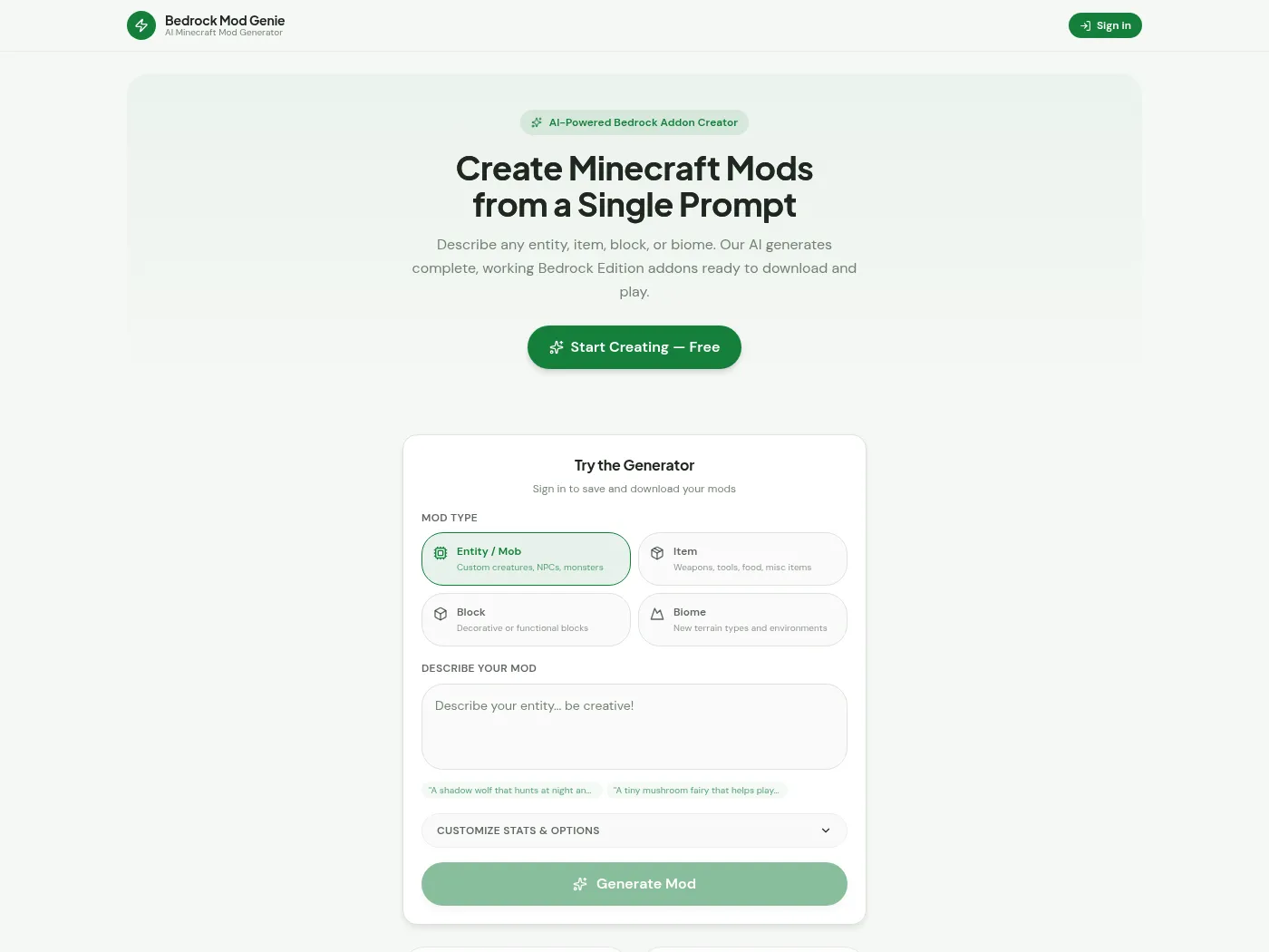 Bedrock Mod Genie
