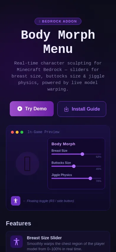 Bedrock Body Morph Menu