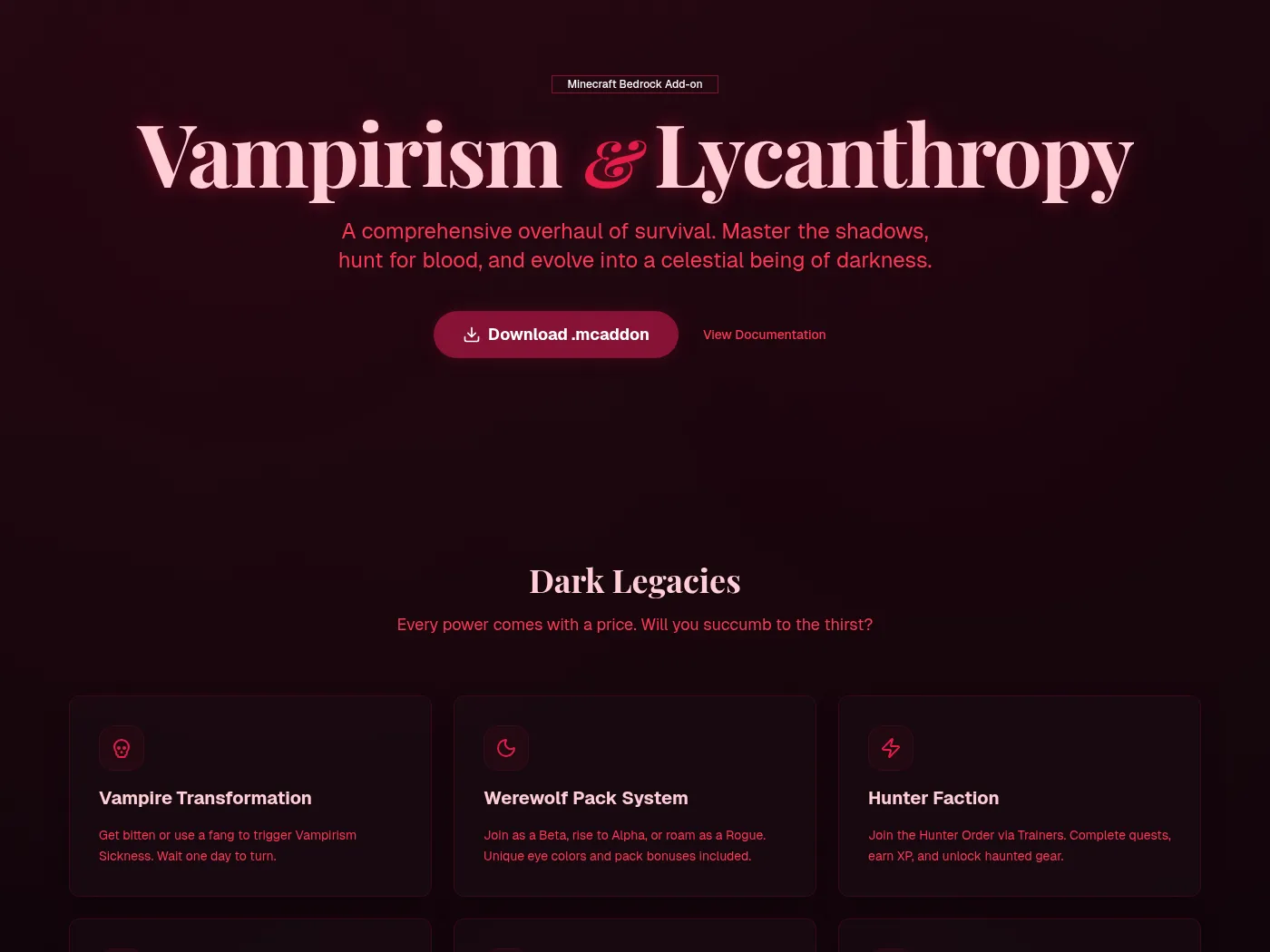 Vampirism Bedrock Mod