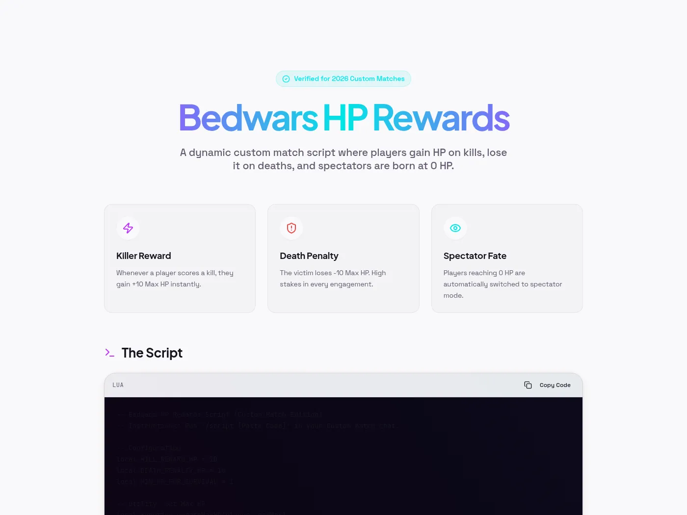 Bedwars HP Rewards Script