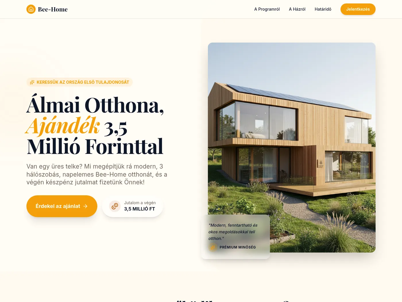 Bee-Home Bemutatóház Weboldal (Remix)