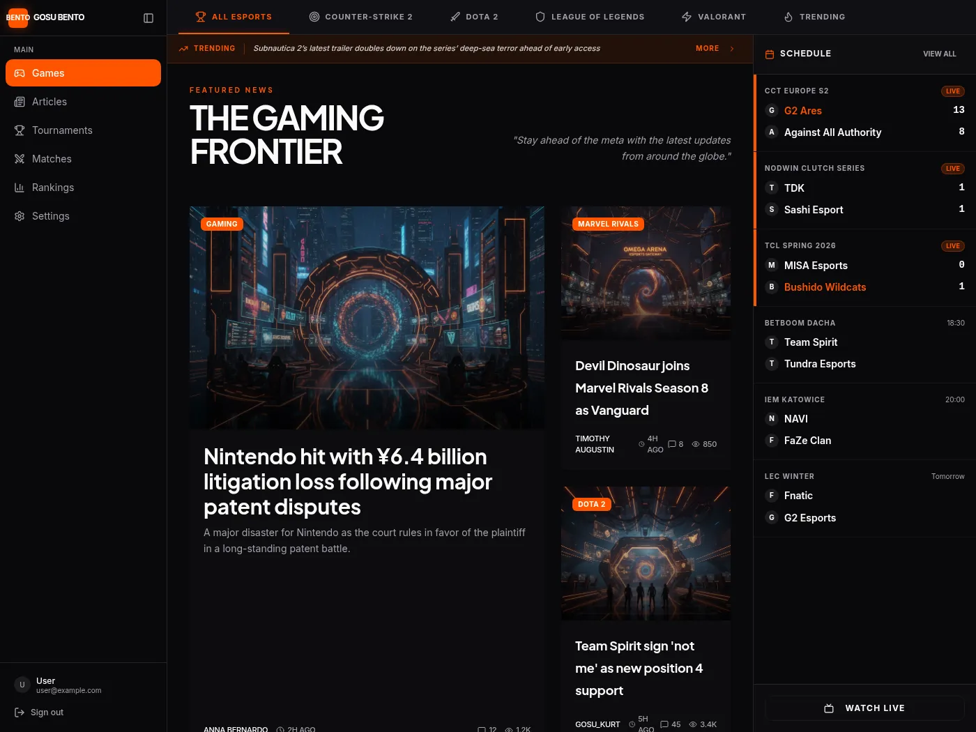 Bento Gaming Portal
