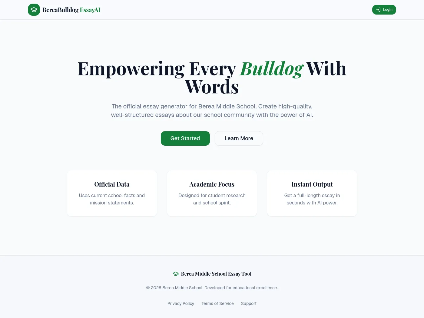 Berea Middle Essay Generator
