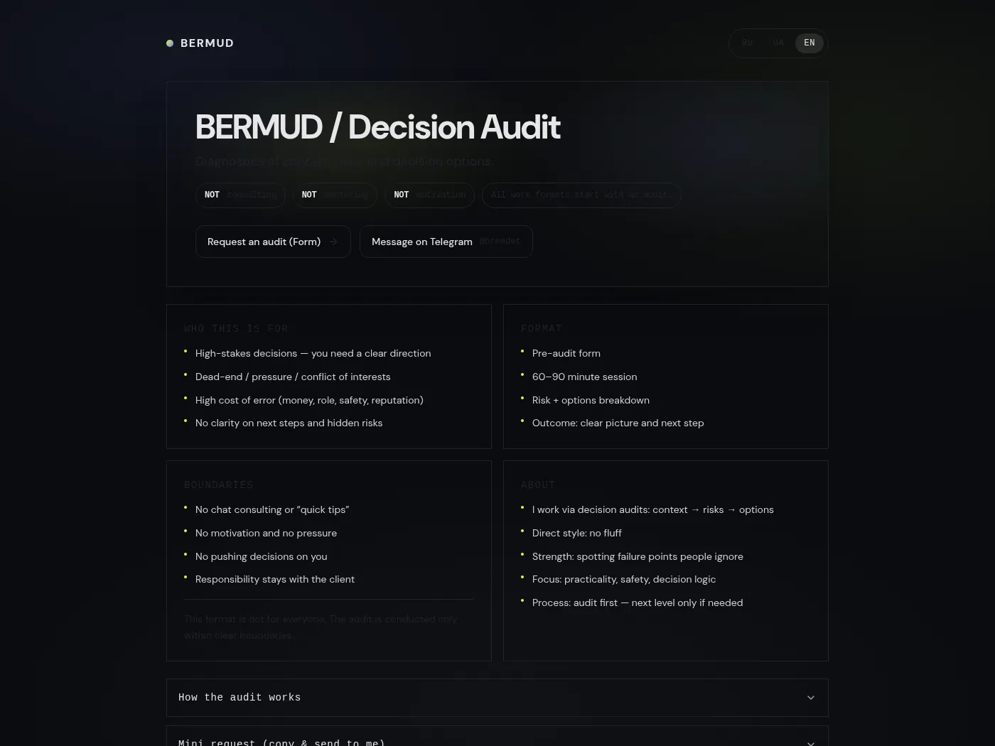 BERMUD Decision Audit