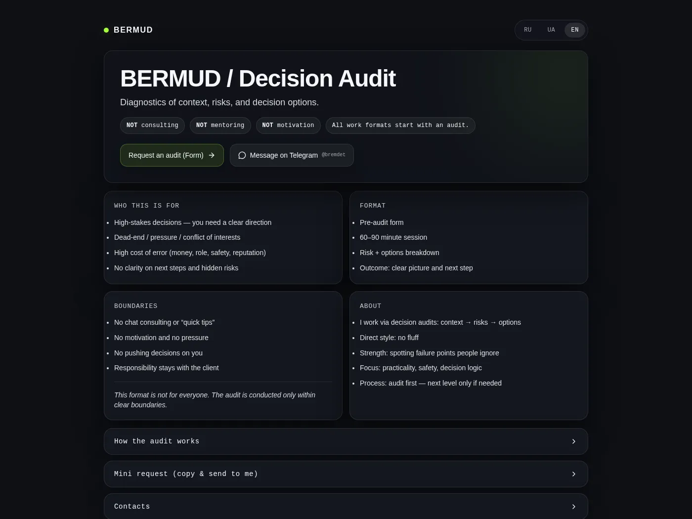 Bermud Decision Audit