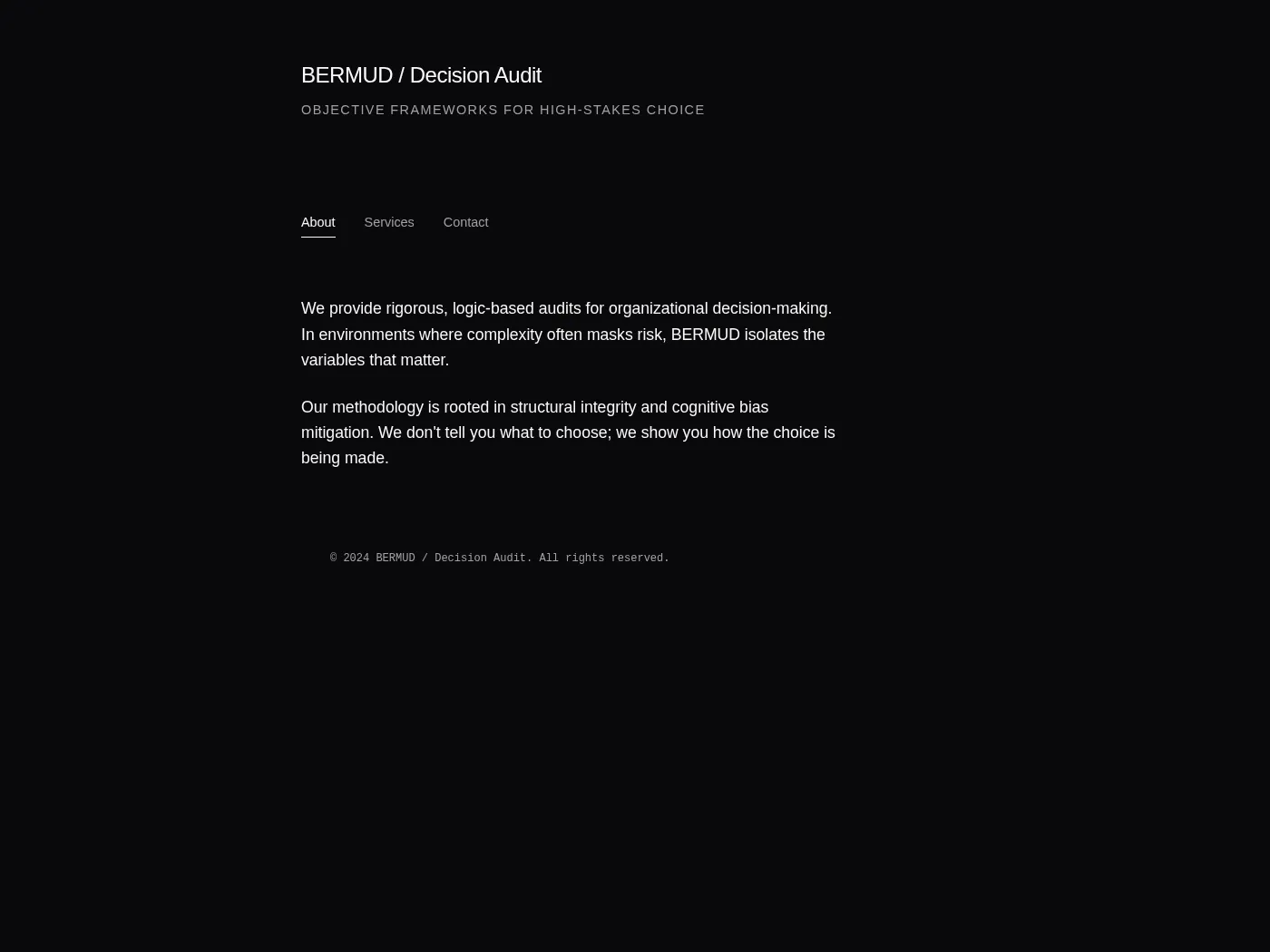 BERMUD Decision Audit Site