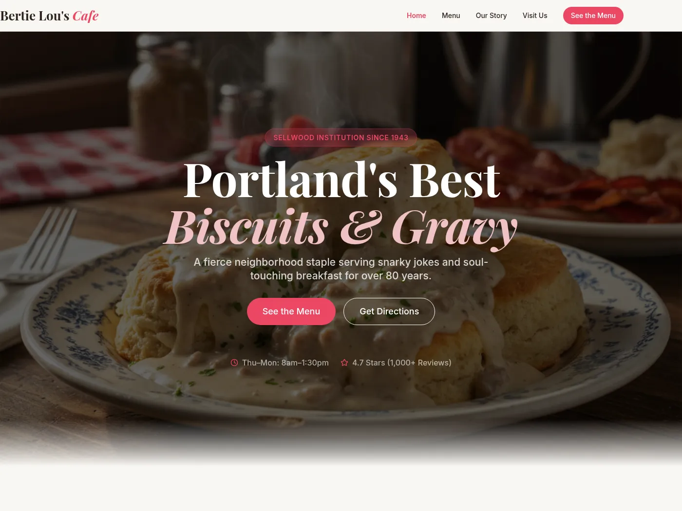 Bertie Lou's Cafe Site