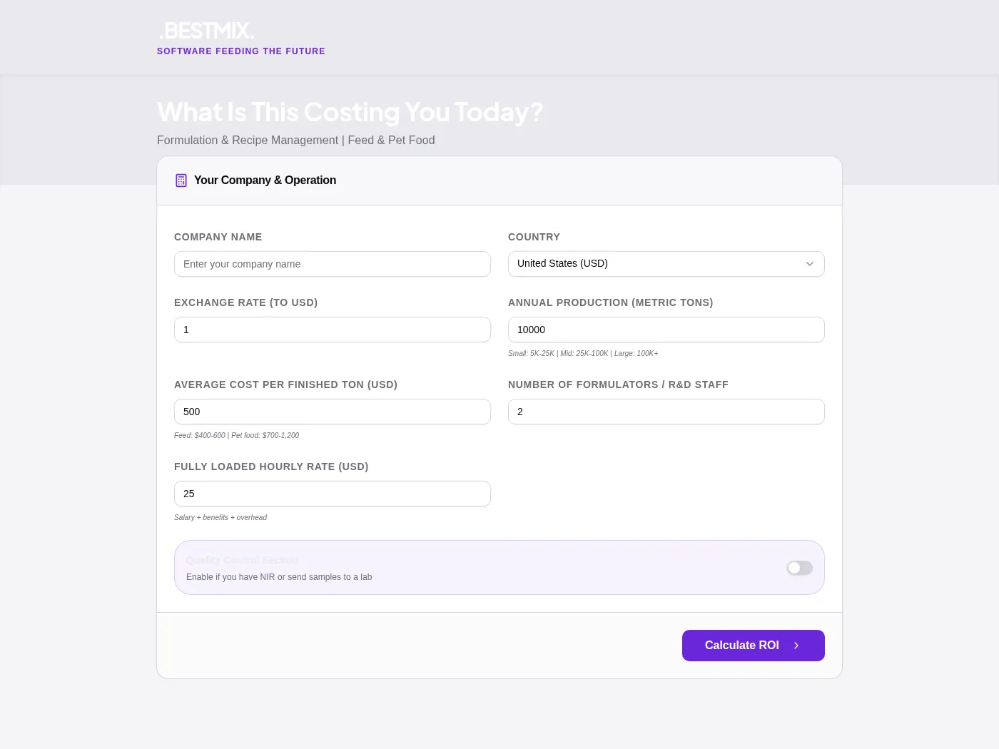 BESTMIX ROI Calculator