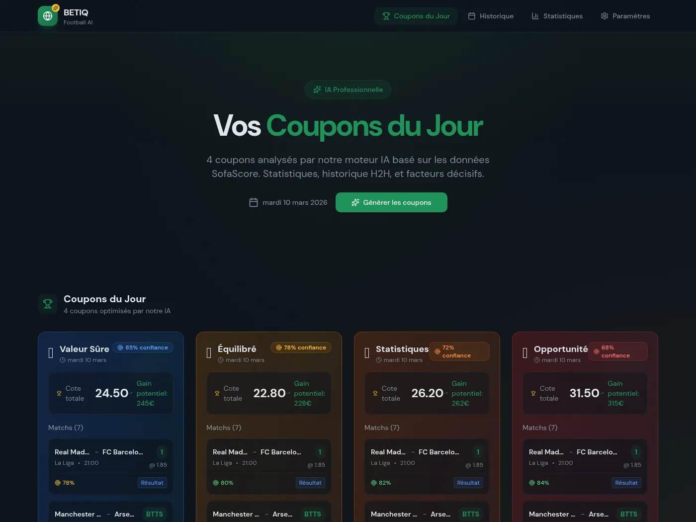 BETIQ Football AI Coupons