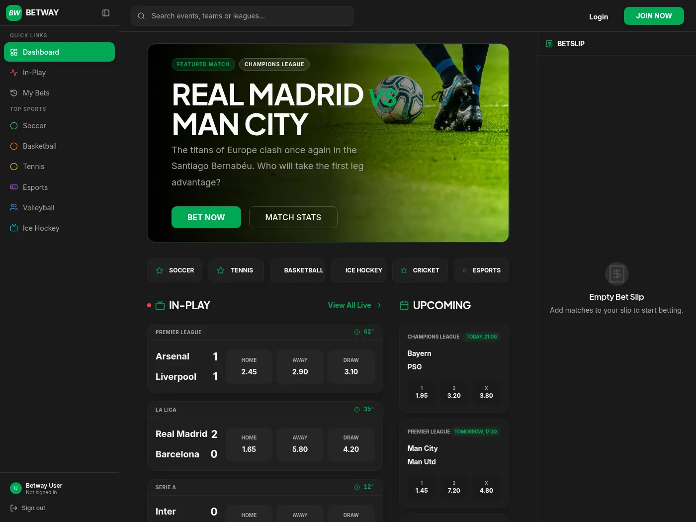 Betway Betting Dashboard