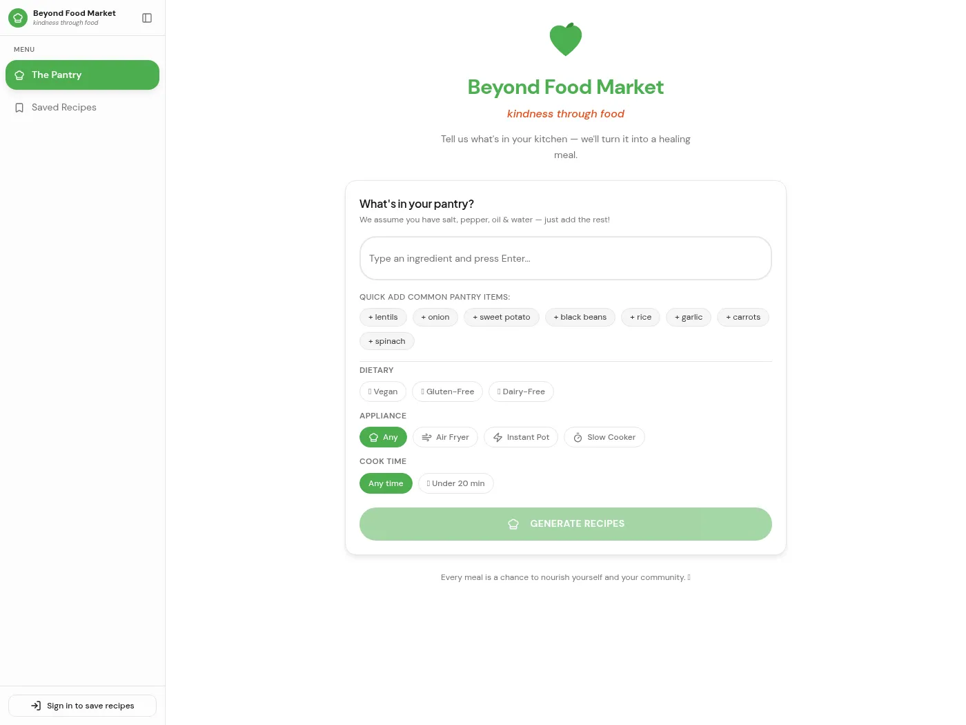 Beyond Pantry App