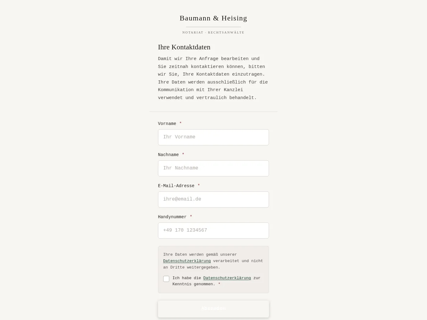 Baumann & Heising Contact