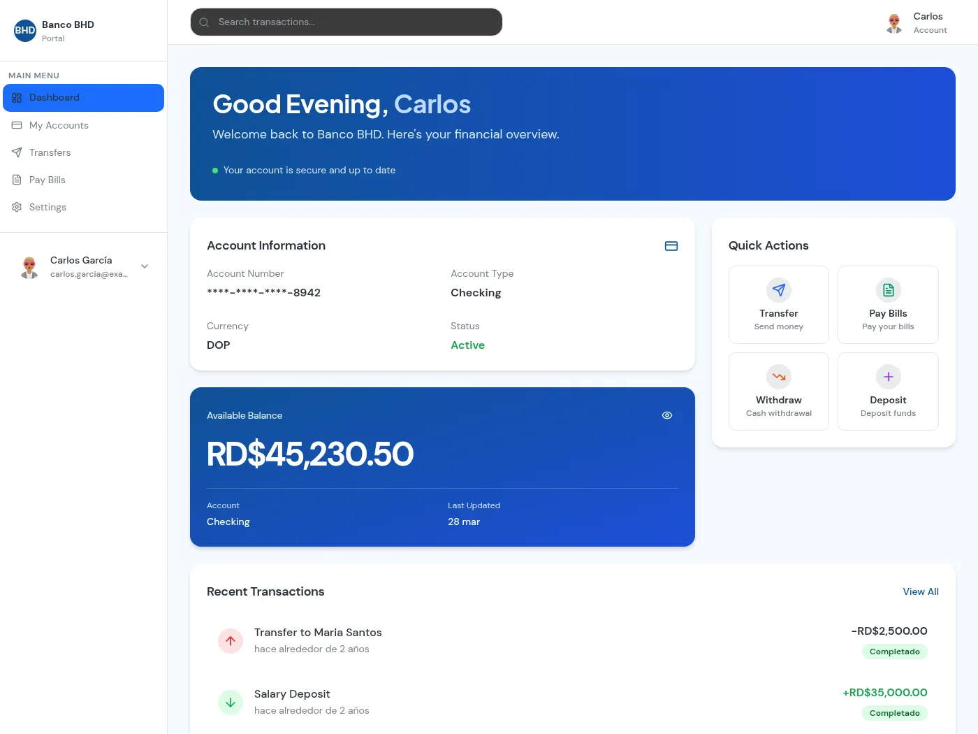 Banco BHD Web Replica