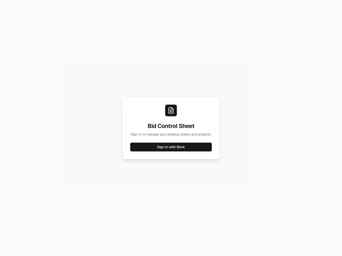 Bid Control Sheet App