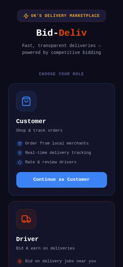 Bid-Deliv UK Delivery Hub