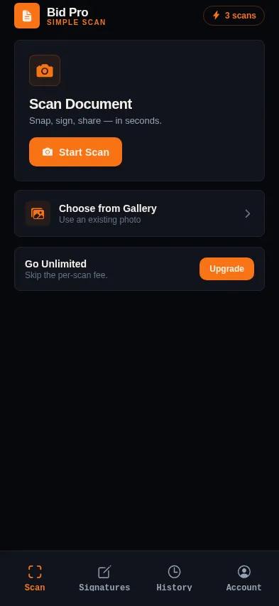 Bid Pro Scanner