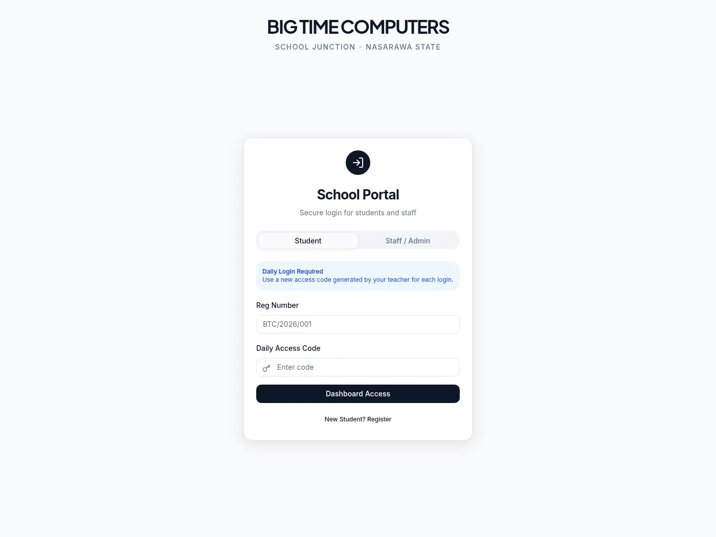 Big Time Student Portal