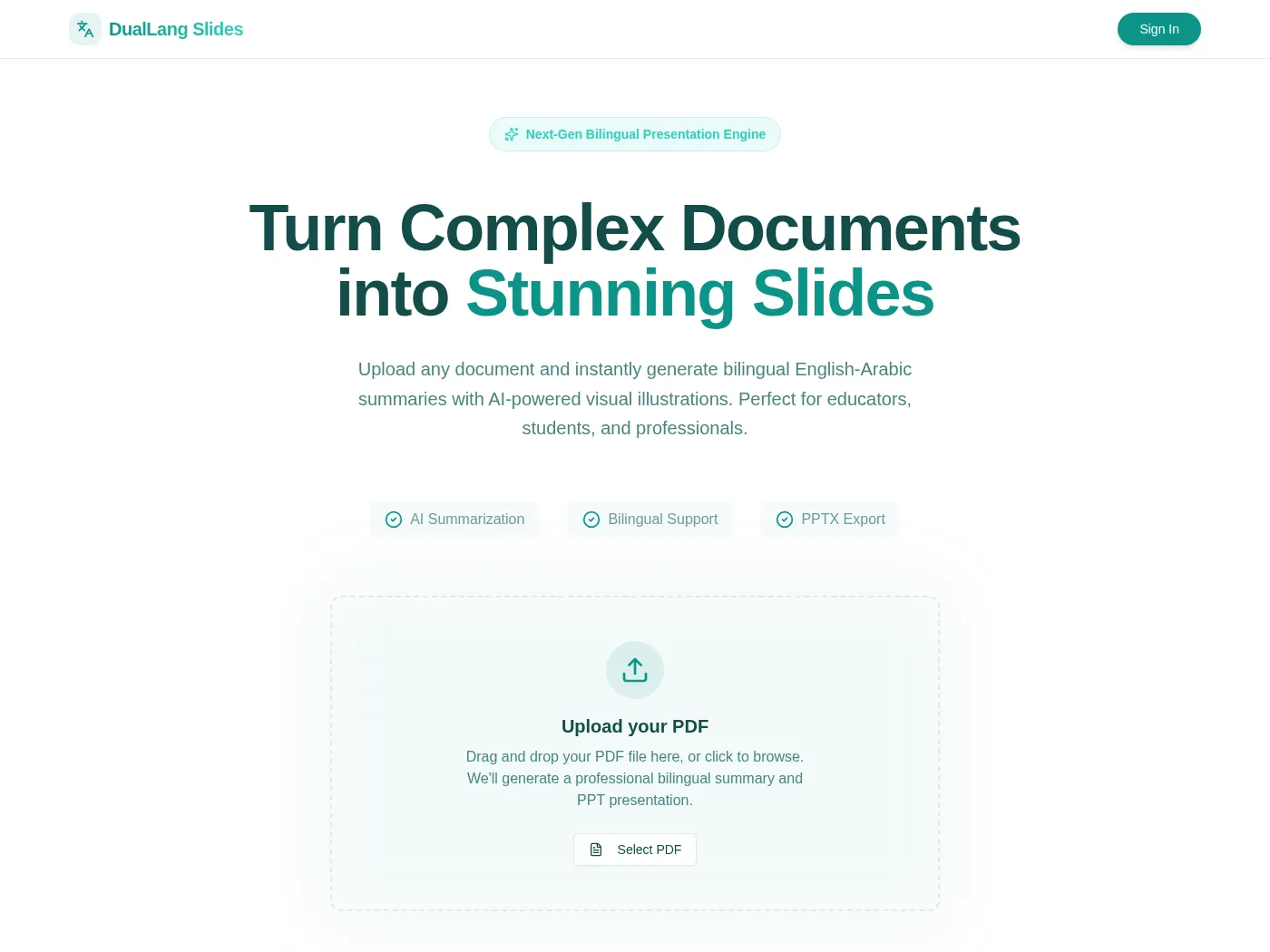 DualLang Summarizer Slides
