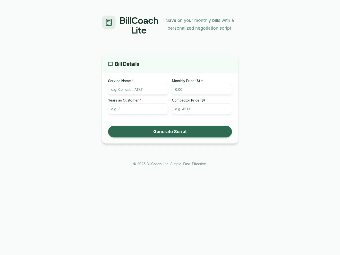 BillCoach Lite