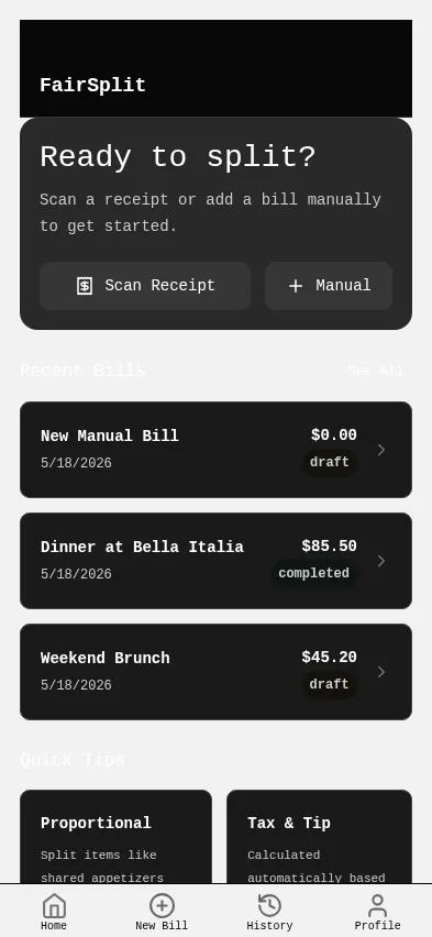 FairSplit Bill App